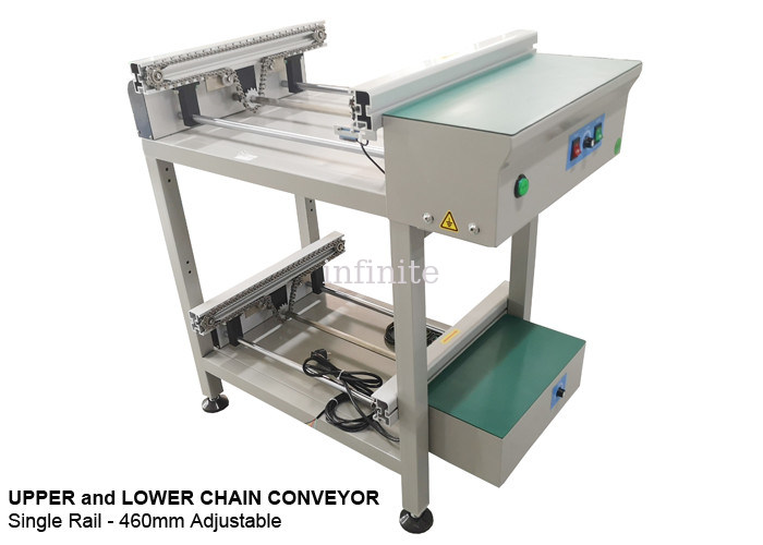 460mm PCB Chain Conveyor , PCB Board Stacker Upper Board And Lower Board CE